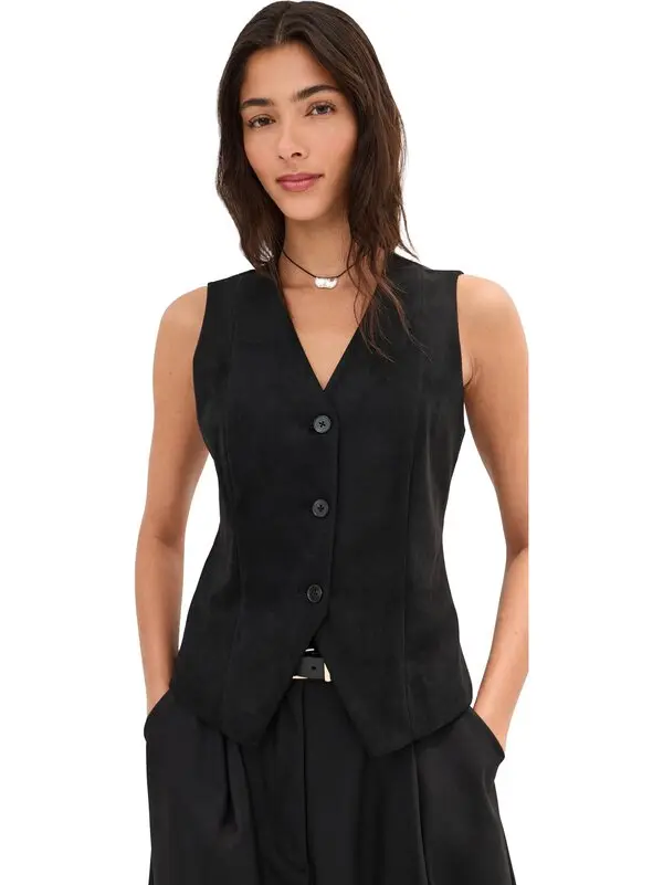 LE BOP Lottie Faux Suede Vest - Black