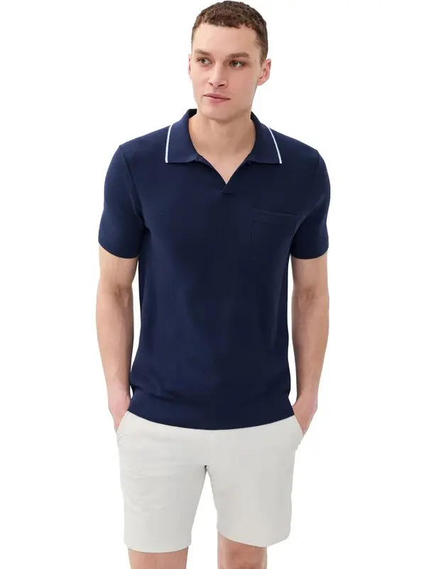 Rlx Ralph Lauren Cotton Coolmax Johnny Collar Polo Sweater - Refined Navy/office Blue