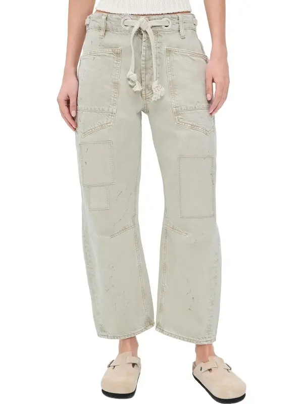 Free People Moxie Low Slung Barrel Jeans - Jetty