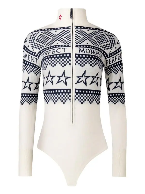 Perfect Moment Intarsia-knit Merino Wool Bodysuit - White