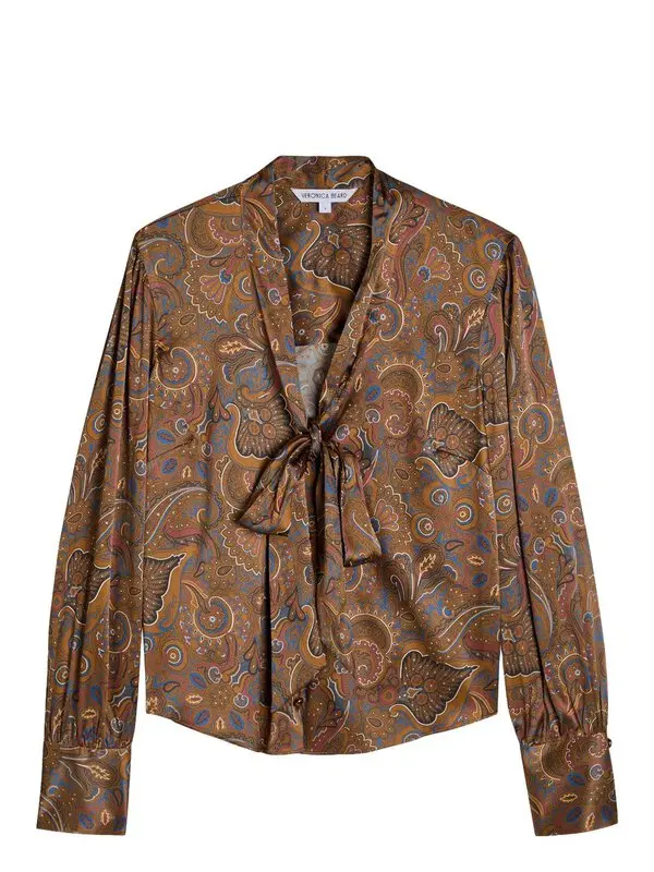 Veronica Beard Francine Printed Silk-blend Blouse - Brown