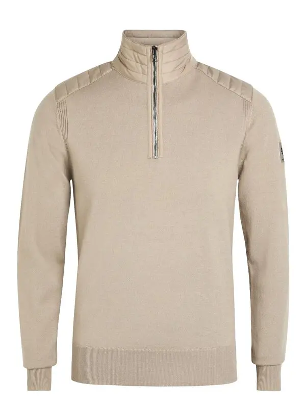 Belstaff Kilmington Quarter-zip Wool-blend Jumper - Sand