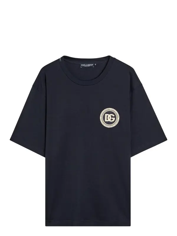 Dolce & Gabbana Logo-appliquéd Cotton T-shirt - Navy