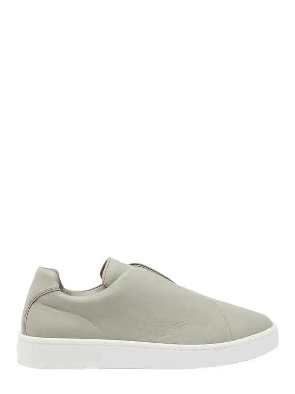 AURELIEN Softey Grained Leather Sneakers - Grey