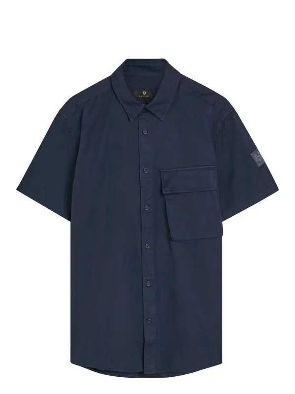 Belstaff Scale Short Sleeve Cotton Shirt - Navy