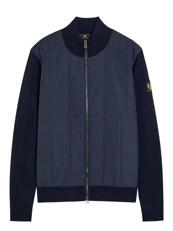 Belstaff Kelbrook Padded Shell And Wool Cardigan - Navy