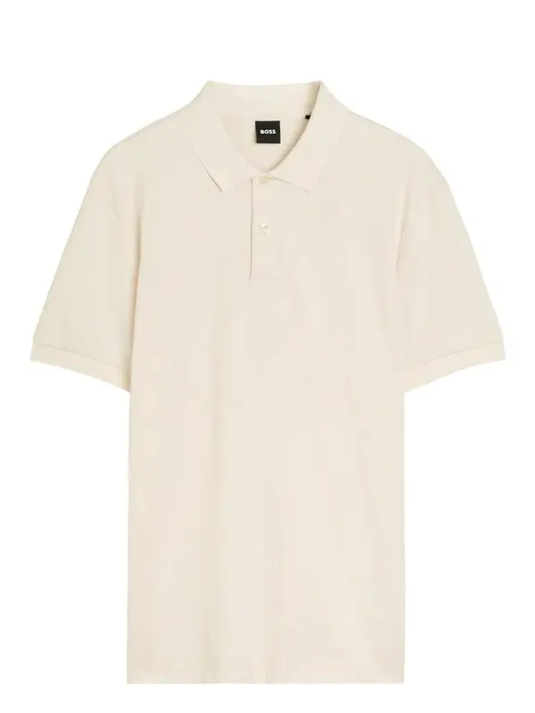 BOSS Fine-knit Cotton Polo Shirt - Beige