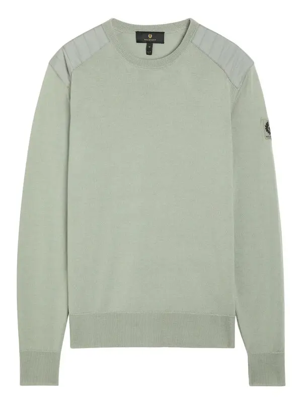 Belstaff Kerrigan Panelled Shoulders Wool-blend Jumper - Khaki