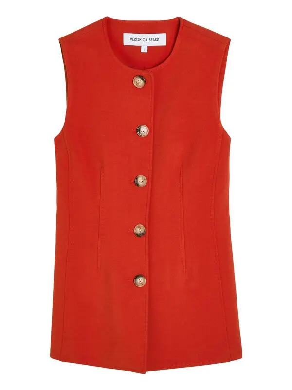 Veronica Beard Jessup Darted Tailored Vest - Red