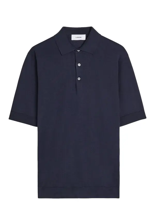 LARDINI Fine-knit Cotton Polo Shirt - Blue