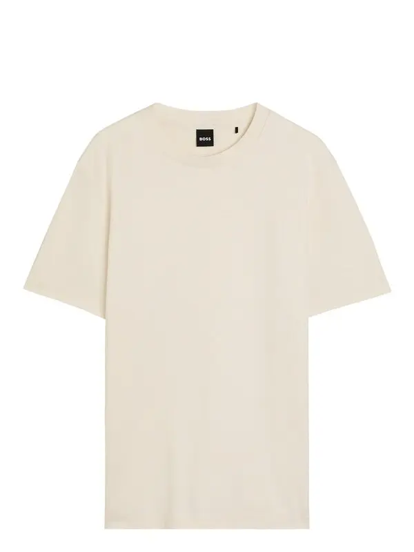 BOSS Crew-neck Fine-knit Cotton T-shirt - Beige