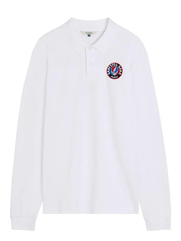 MALBON Grateful Dead Printed Fine-knit Polo Shirt - White
