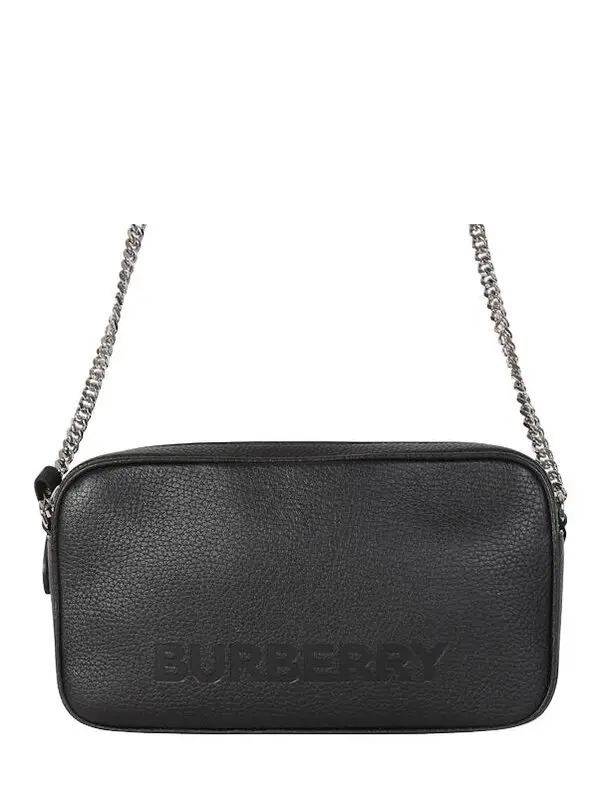 Burberry Leather Crossbody With Embossed Logo - Black