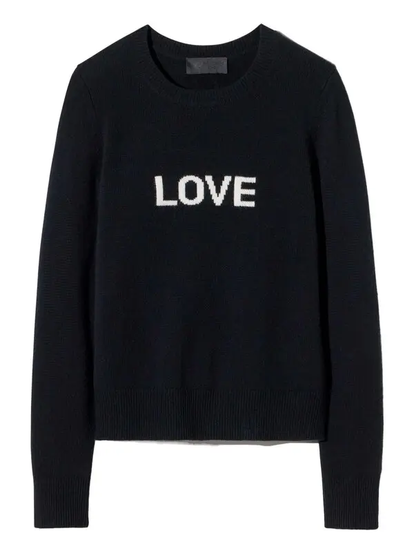 NILI LOTAN Silvie Love Cashmere Sweater - Black/ivory