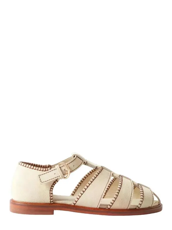 Claudie Pierlot Suede Fisherman Sandals With Contrast Stitching - Neutrals