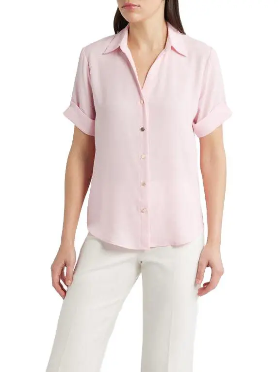 Anne Klein Crepe Shirt - Peony Pink
