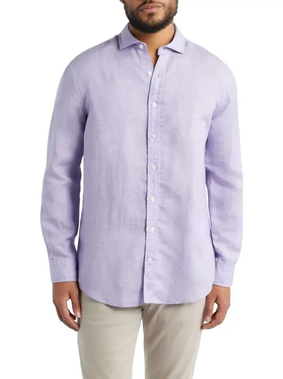 Johnnie-o Mccarthy Solid Linen Blend Button-up Shirt - Tulip