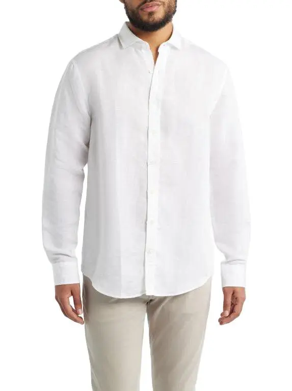 Johnnie-o Mccarthy Solid Linen Blend Button-up Shirt - White