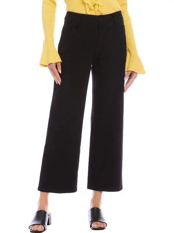 Karen Kane Lauren Patch Pocket Crop Wide Leg Pants - Black