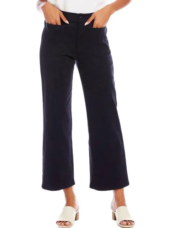 Karen Kane Lauren Patch Pocket Crop Wide Leg Pants - Navy