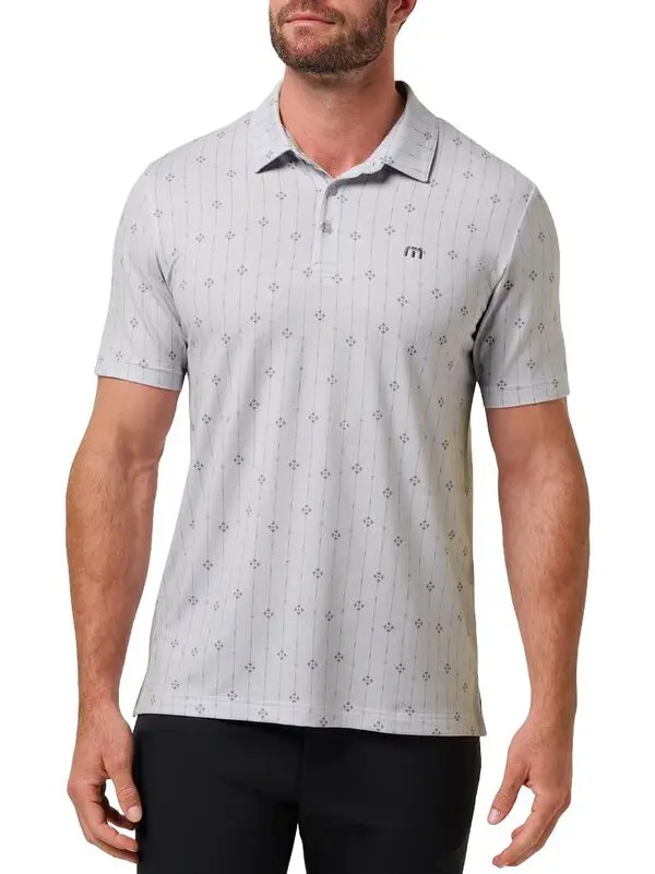 Travis Mathew Featherweight Deco Print Polo - Heather Light Grey