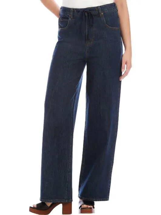 Karen Kane Drawstring Wide-leg Jeans - Denim