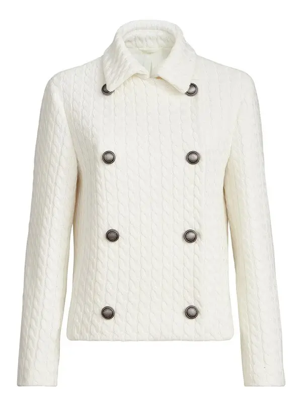 Brunello Cucinelli Cable Knit Cotton Blazer - White