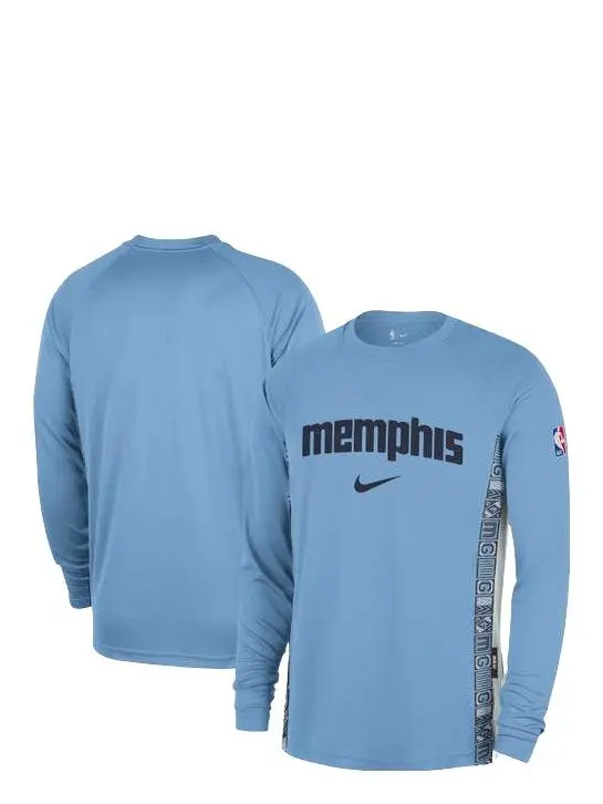Nike Memphis Grizzlies 2025/26 City Edition Authentic Pregame Dri-fit Long Sleeve Shooting T-shirt - Light Blue
