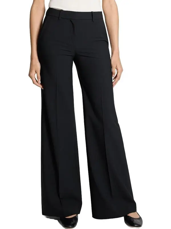 Theory Mid-rise Stretch Wool Flare Pants - Black - 001