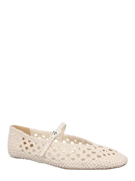 Nordstrom Maren Woven Mary Jane Flat - Beige Pearled