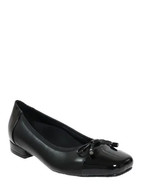 DAVID TATE Alpha Square Toe Flat - Black Nappa Patent