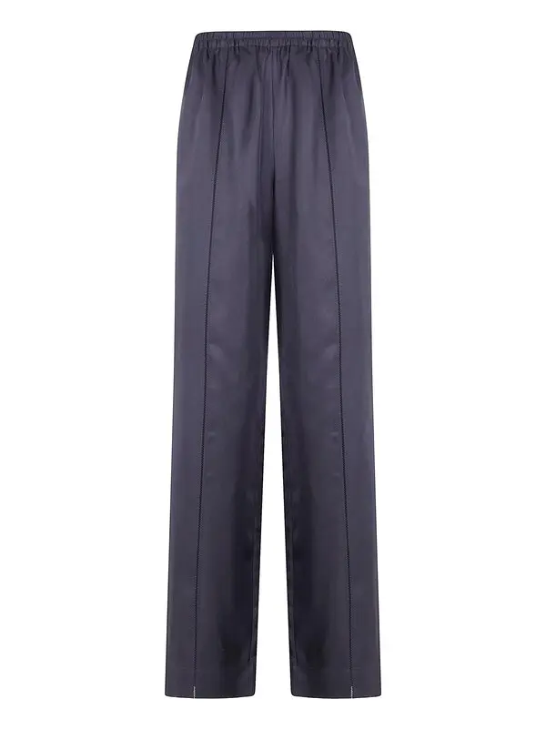 Loulou De Saison Lars Elastic Waistband Silk Pants - Black