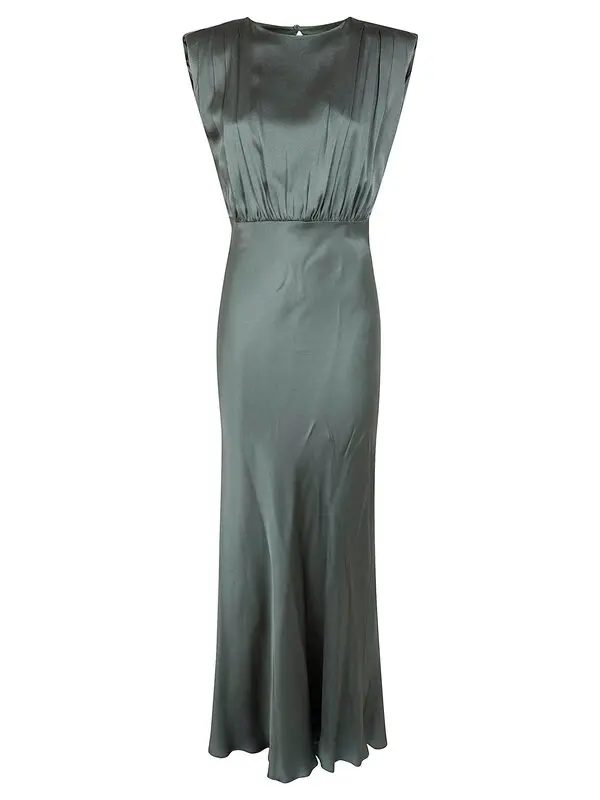 SEMICOUTURE Satin Maxi Dress - Green