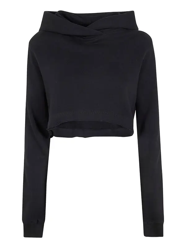 THOM KROM Hooded Cropped Fleece - Black