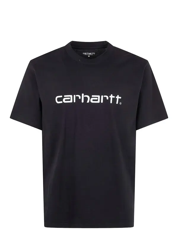 Carhartt Work In Progress Short Sleeves "script" Organic Cotton T-shirt - Black