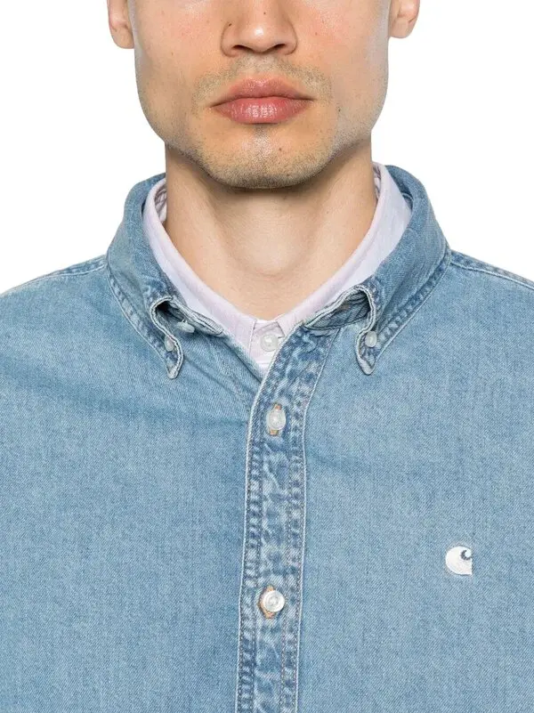 Carhartt Work In Progress Long Sleeves "lucas" Denim Shirt - Blue