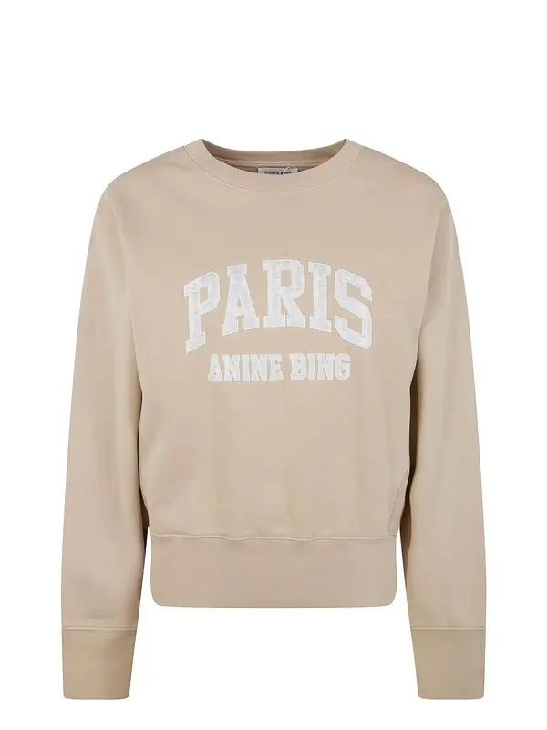 ANINE BING Harry Shrunken Paris Sweatshirt - Beige