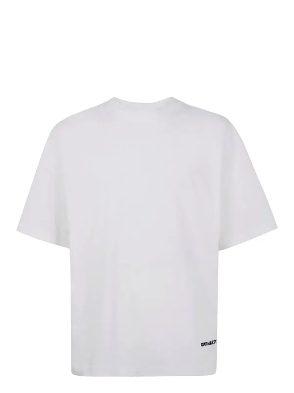 Carhartt Work In Progress Short Sleeves "script" Organic Cotton T-shirt - White