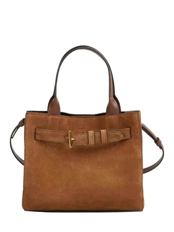 TOM FORD Suede And Calf Leather Small Tote - Brown