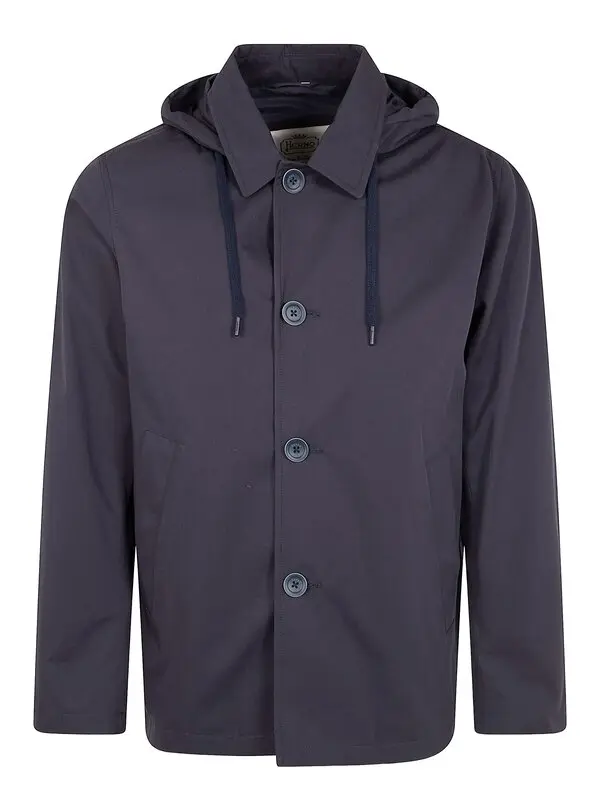 Herno Cropped Hooded Jacket - Blue