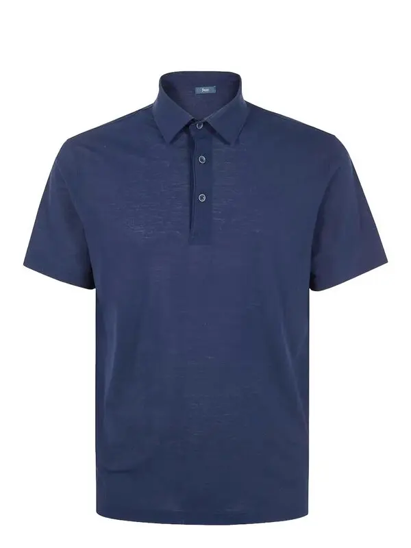 Herno Jersey Voile Crepe Short Sleeves Polo Shirt - Blue