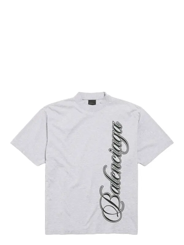 Balenciaga Cursive T-shirt Medium Fit - Grey & Silver