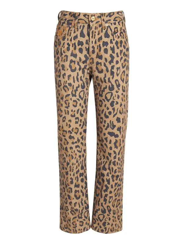 BLAZÉ MILANO Simba Leopard Print High-rise Jeans - Beige