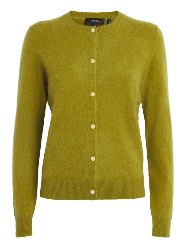 Theory Brushed Cashmere Button-up Cardigan - Green