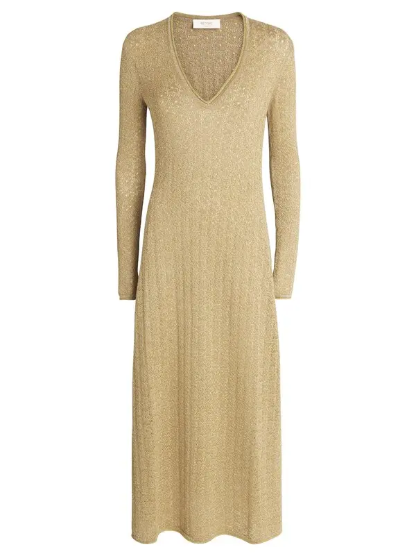 RETORI Knitted Lurex Maxi Dress - Gold