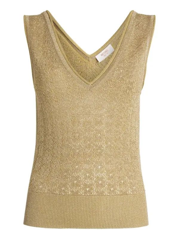 RETORI Knitted Lurex Tank Top - Gold