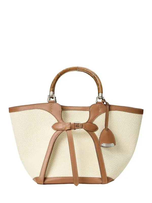 Ralph Lauren Calfskin-trim Woven Tote Bag - White