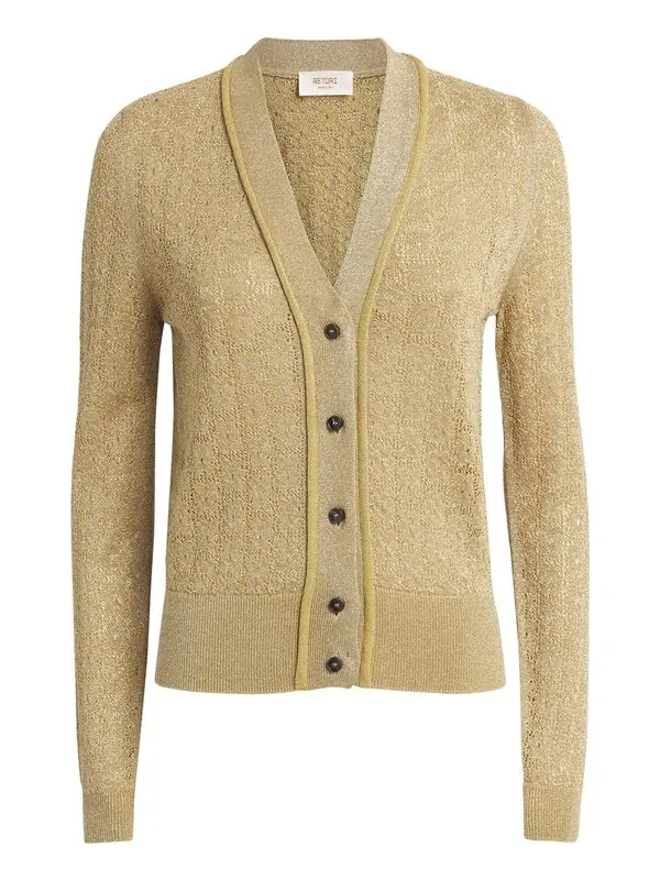 RETORI Woven Lurex Cardigan - Gold