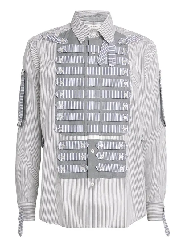 CRAIG GREEN Cotton Stripe Multi Tab Shirt - Grey