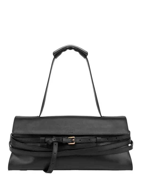 Moschino Tie Me Leather Handbag - Black